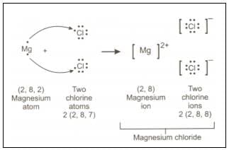 Illustrate ionic bond by taking magnesium chloride as an example