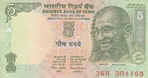 Choose the five rupee note