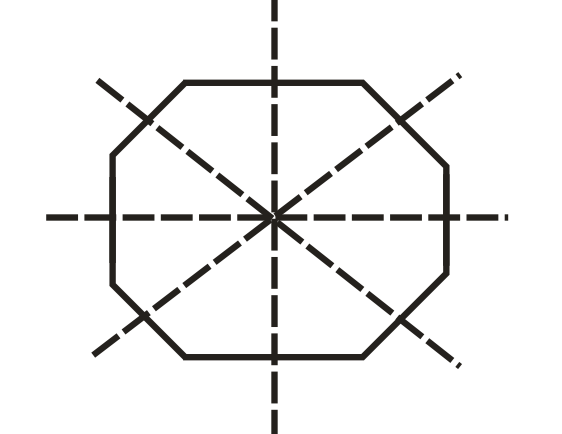 Draw an octagon with exactly four lines of symmetry