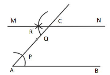 Draw a line AB Take a point C outside it Through C draw a line parallel to AB using ruler and ...